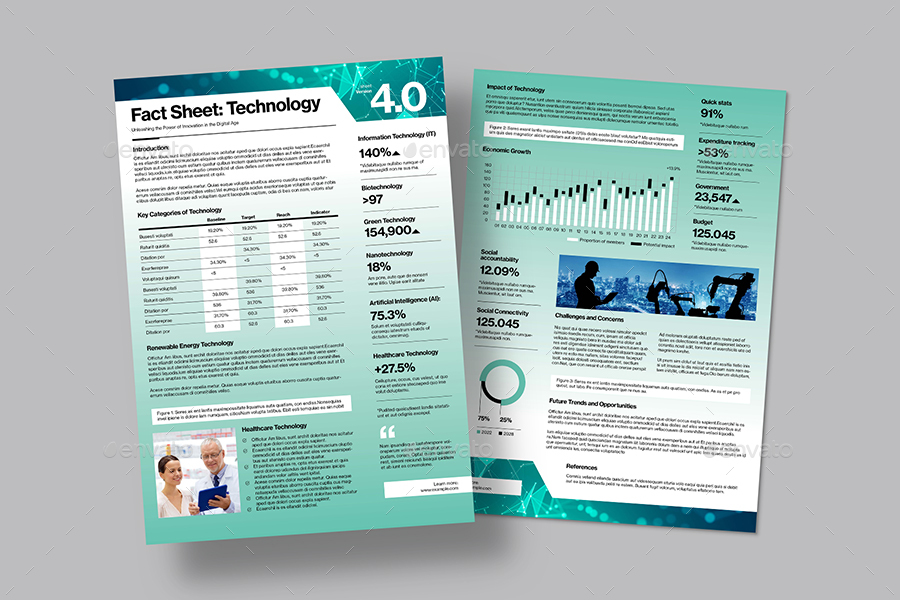 Technology Fact Sheet, Print Templates | GraphicRiver