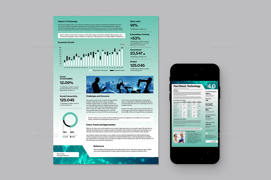 Technology Fact Sheet, Print Templates | GraphicRiver