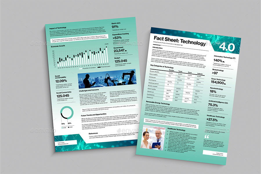 Technology Fact Sheet, Print Templates | GraphicRiver
