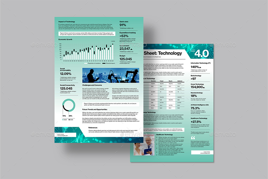 Technology Fact Sheet, Print Templates | GraphicRiver