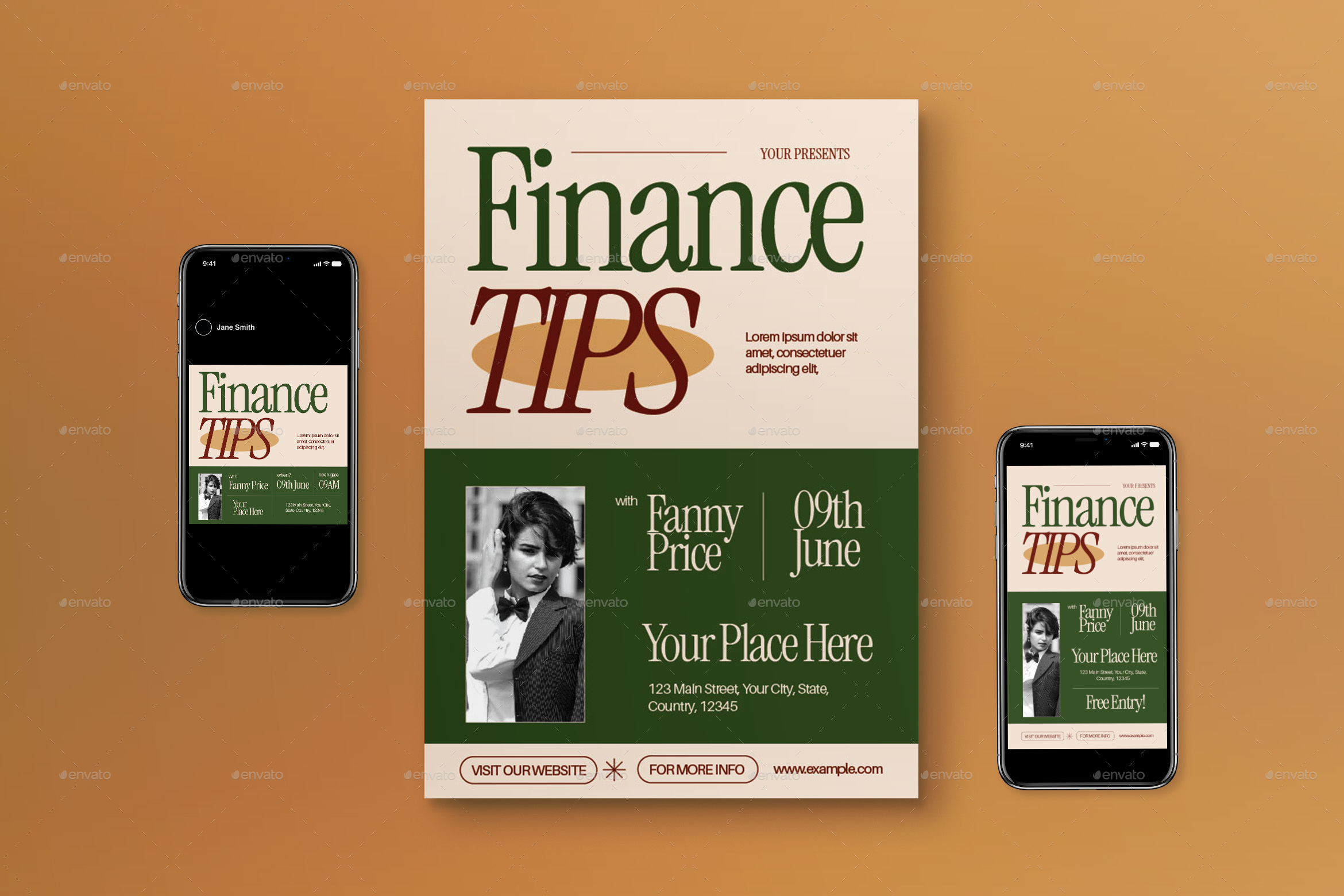 Beige Minimalist Finance Tips Flyer Set, Print Templates | GraphicRiver