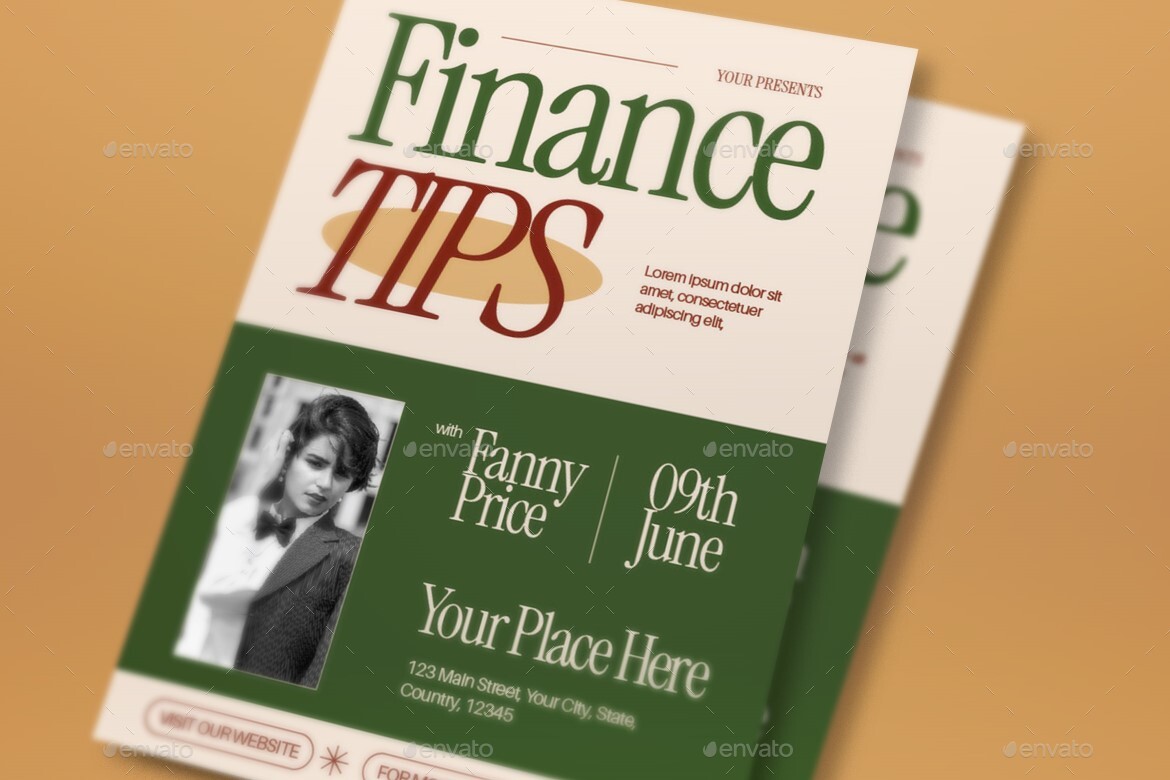 Beige Minimalist Finance Tips Flyer Set, Print Templates | GraphicRiver