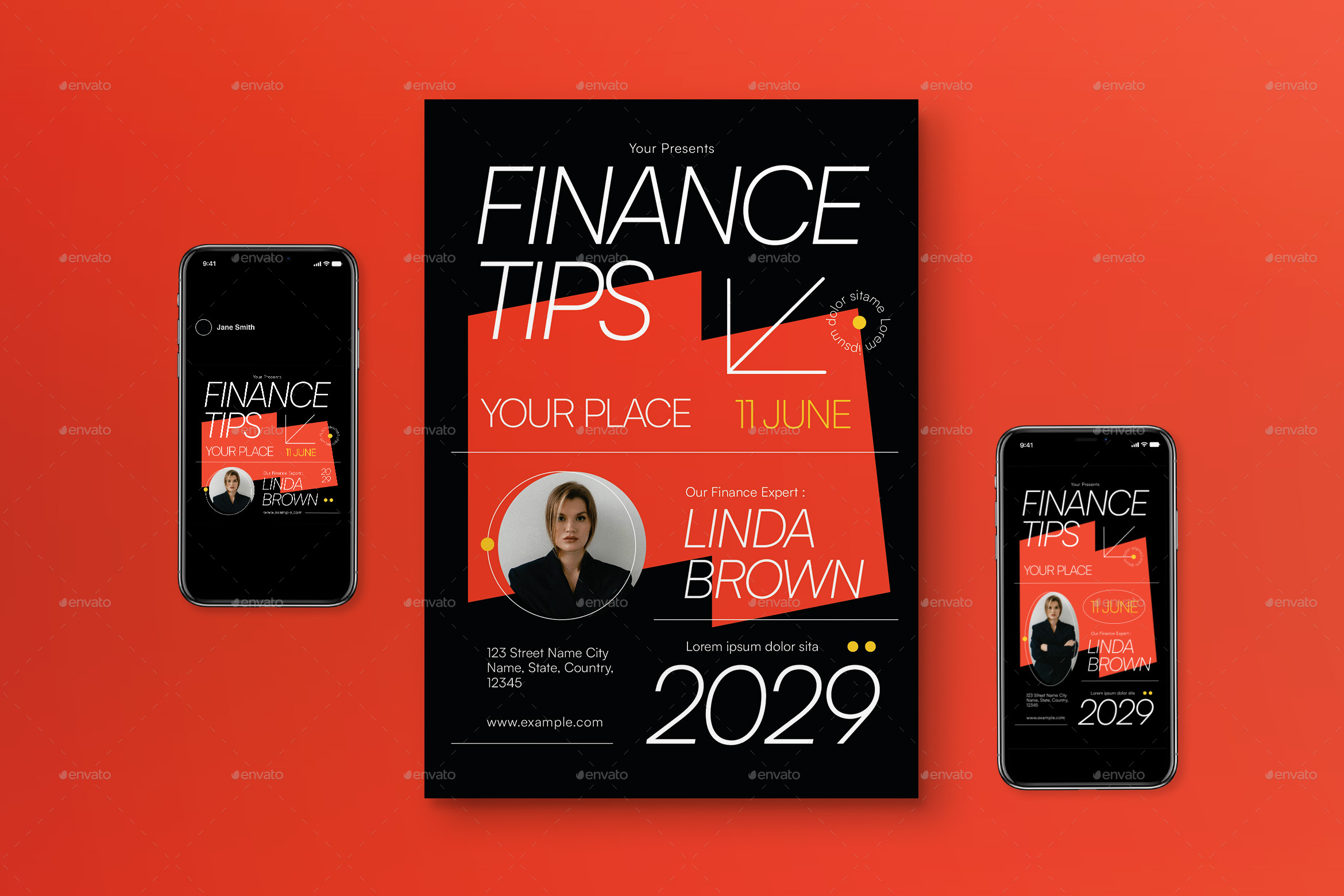 Black Abstract Finance Tips Flyer Set, Print Templates | GraphicRiver