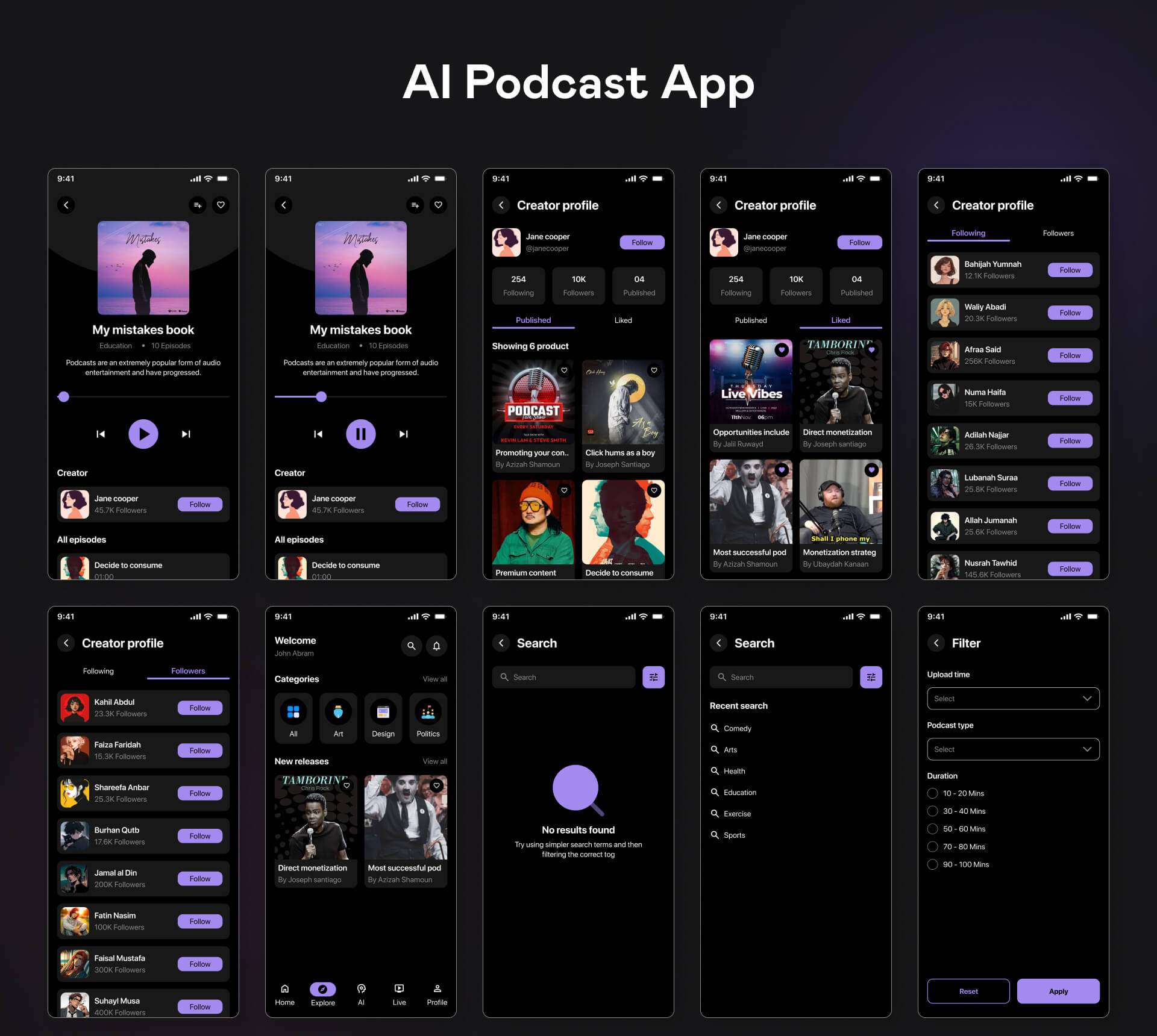 AIVoiceHub UI template | Online Podcast app in Flutter | PodHub Music ...