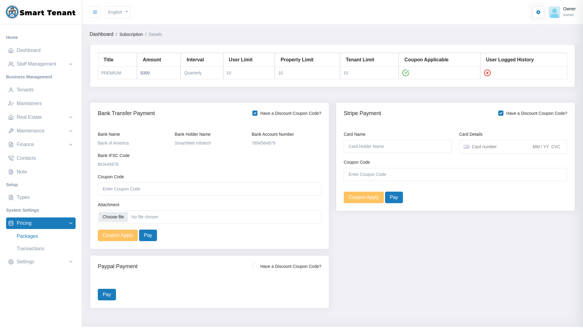 Smart Tenant SaaS - Property Management System by smartwebinfotech
