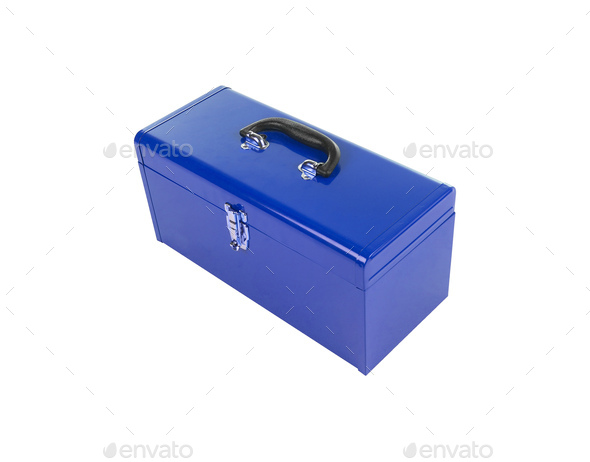 Blue metal tool box isolated on white background Stock Photo by ozaiachin