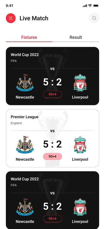 Scorex - Livescore Sport App UI Kit Templates by pixelaxis | ThemeForest