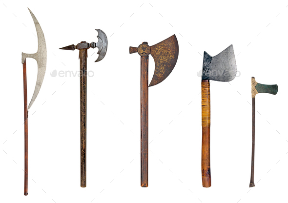Old ancient axe set isolated Stock Photo by Cebas | PhotoDune