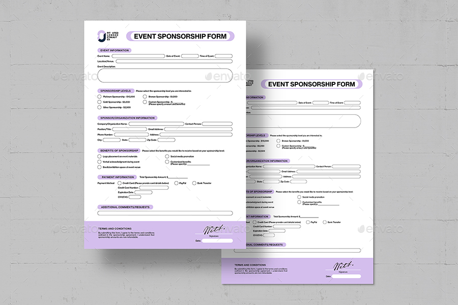 Event Sponsorship Form Template, Print Templates | GraphicRiver