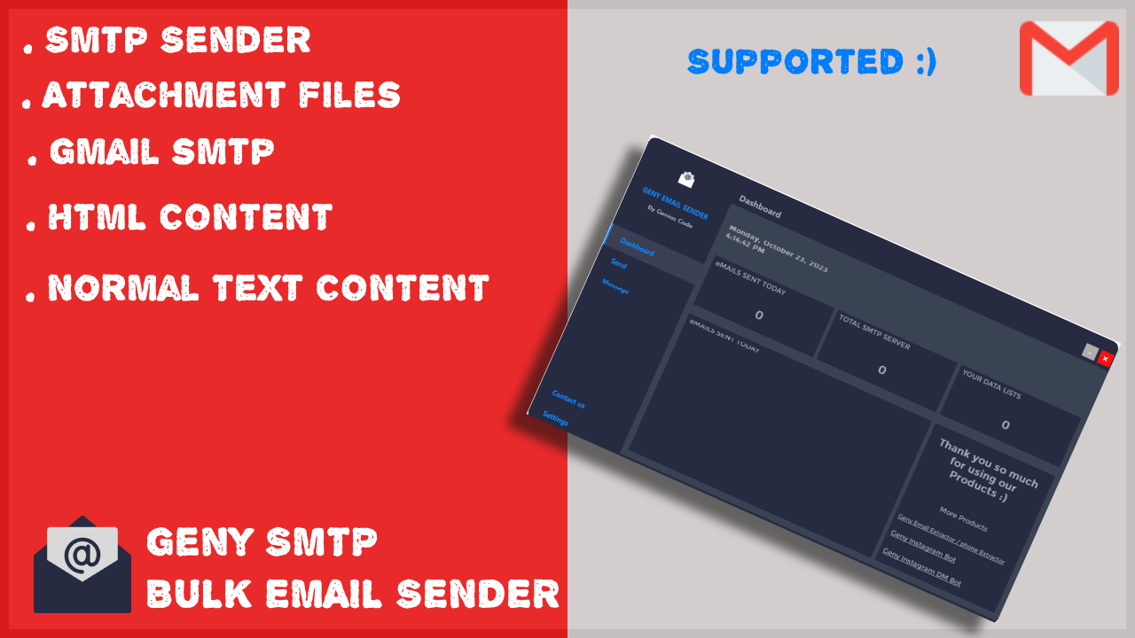 Geny Smtp Bulk Email Sender Using Unlimited SMTP - Genius Code by ...