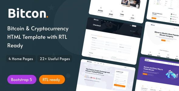 Bitcon - Bitcoin and Cryptocurrency HTML Template with RTL Ready by ...