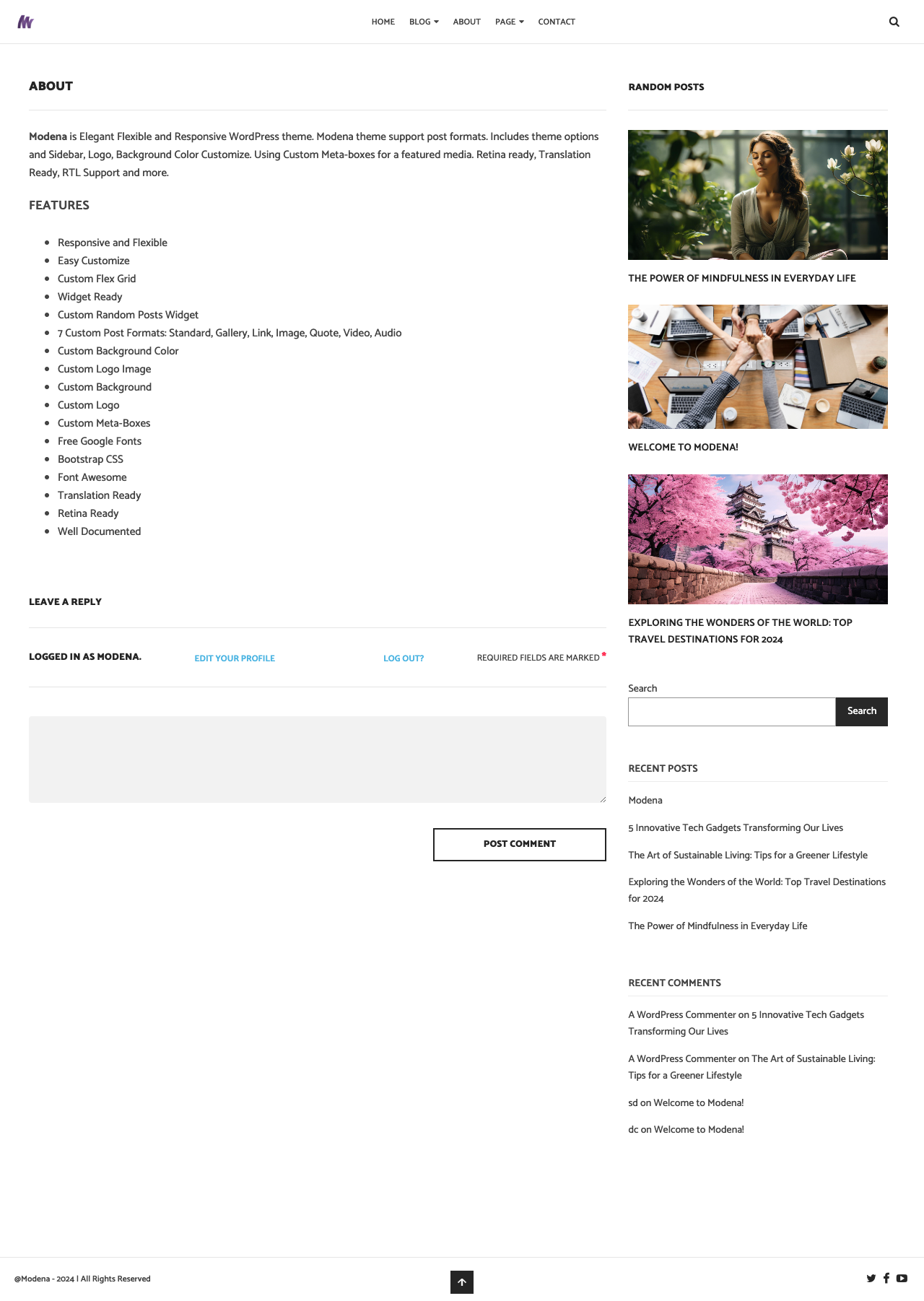 Modena Elegant Blog WordPress Theme by emagweb | ThemeForest
