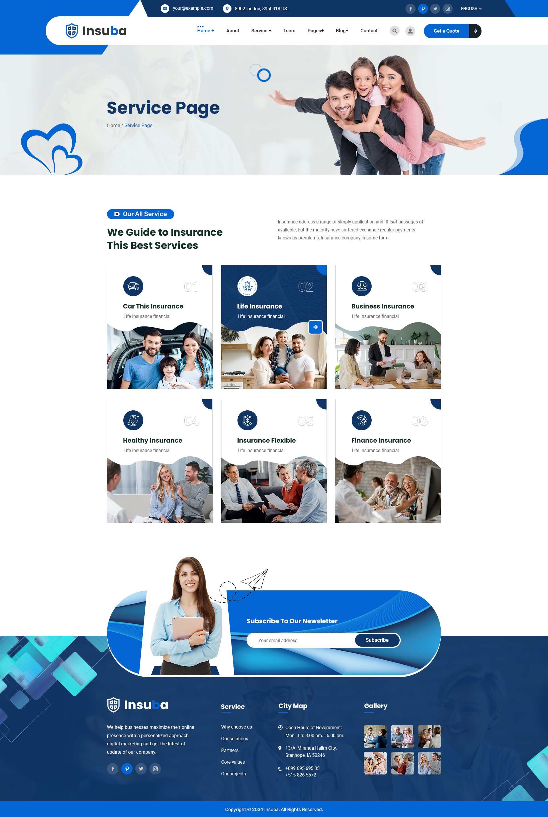 Insuba - Insurance Company PSD Template by bracketweb | ThemeForest