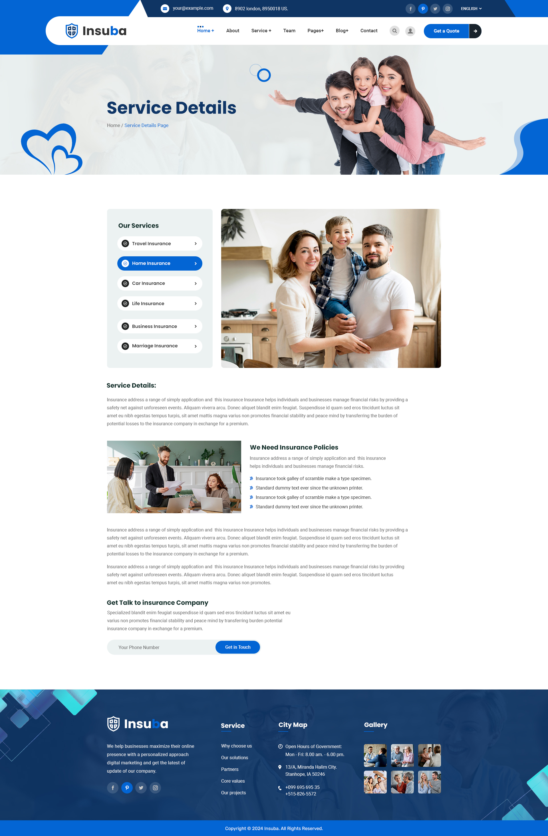Insuba - Insurance Company PSD Template by bracketweb | ThemeForest