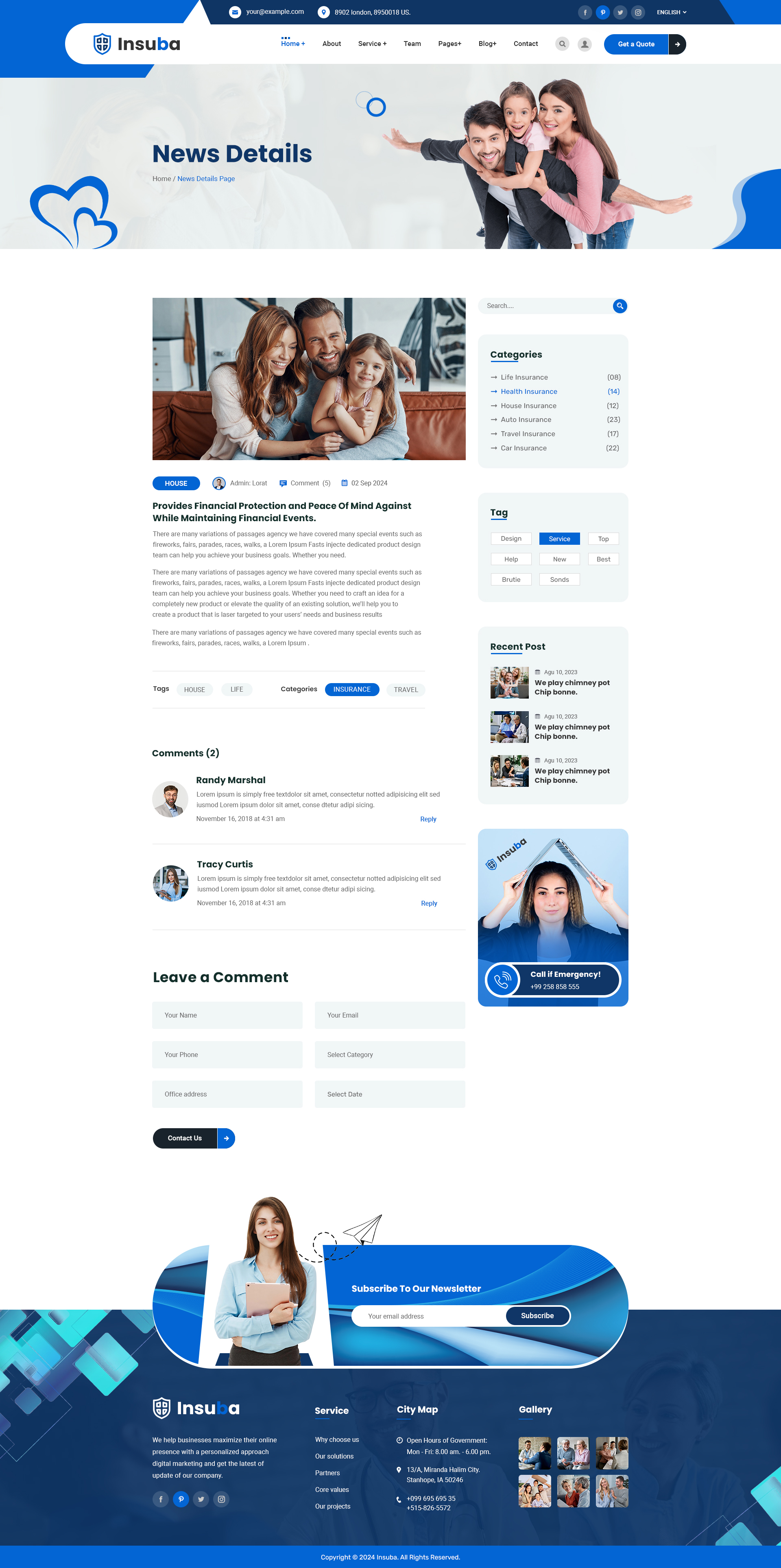 Insuba - Insurance Company PSD Template by bracketweb | ThemeForest