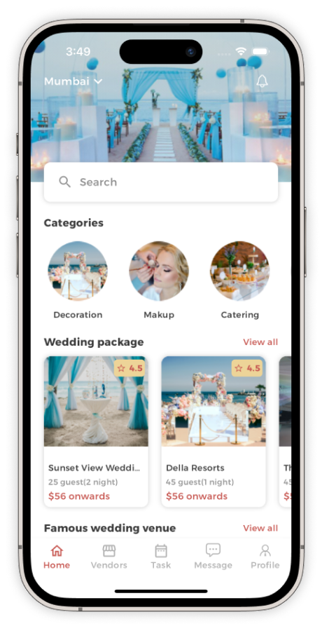 Wedding Planning App Template in Flutter | Multi Language | WeddingBells by camelcasetechnology