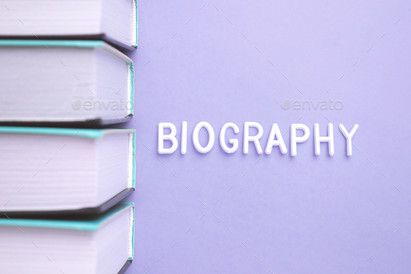 Stack of books with word biography Stock Photo by margaritaylita ...