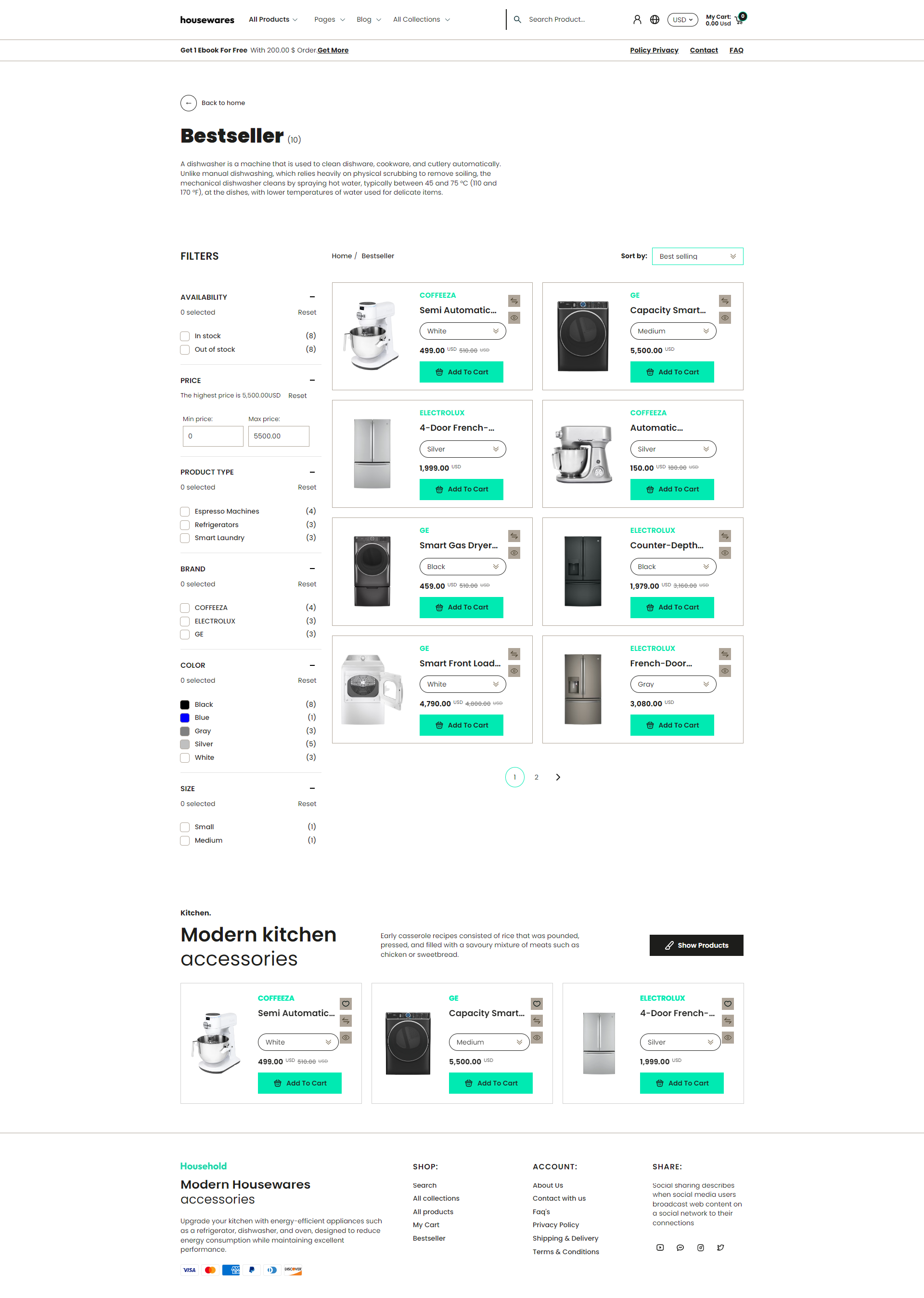 Housewares - Kitchen Appliances Shopify 2.0 Design Template by WorkDo