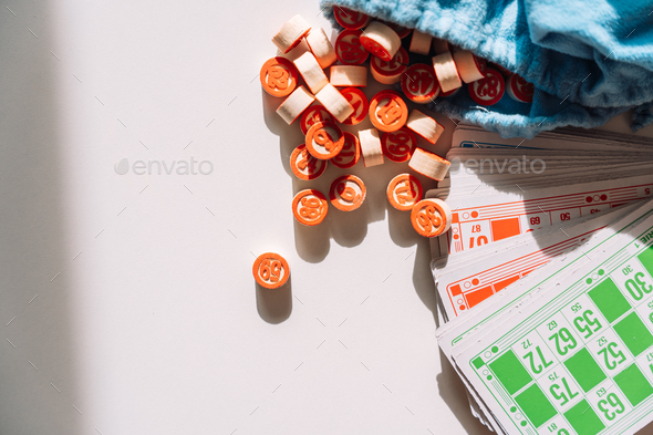 Set of lotto board game with cards and barrels Stock Photo by Nestea06