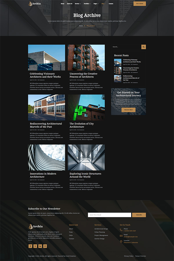 Archia - Achitecture Elementor Pro Template Kit by creedcreatives ...