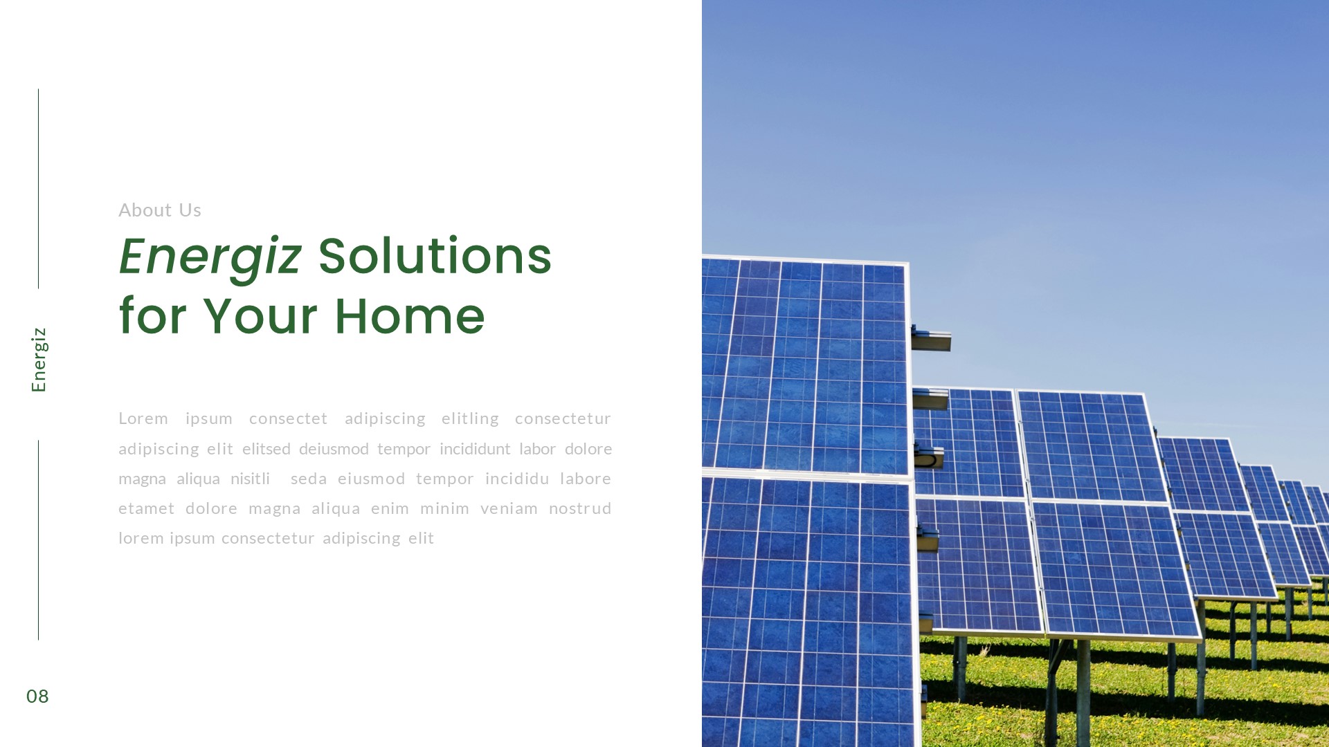 Energiz – Solar Energy PowerPoint Template, Presentation Templates