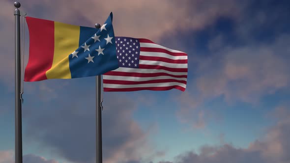 Durham City Flag Waving Along With The National Flag Of The USA - 4K ...