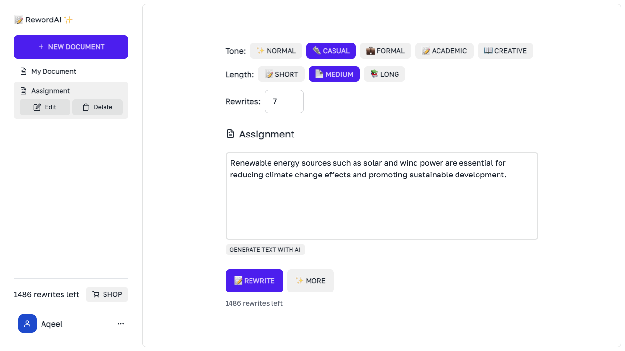 RewordAI - AI Rewriter and Grammar Corrector SaaS Platform by aqeelshamz