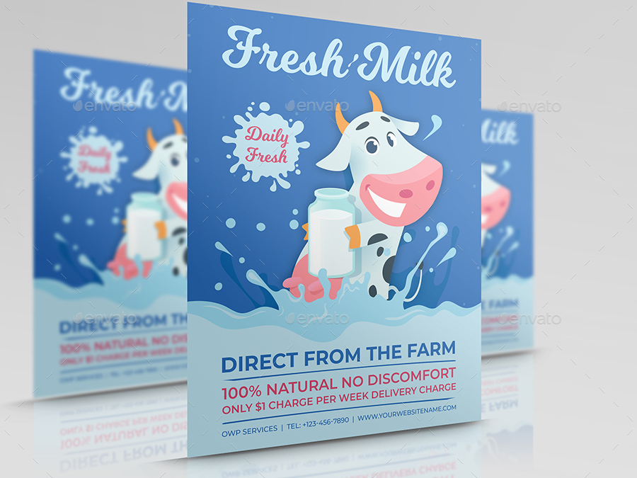 Farm Fresh Milk Flyer Template Vol.2, Print Templates | GraphicRiver