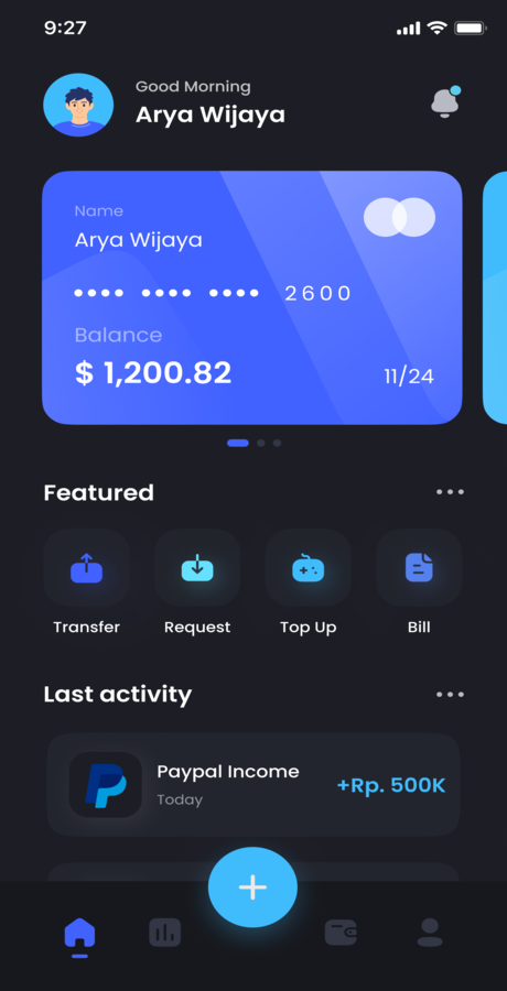 Wallet Finance App | UI Kit | Ionic | Figma FREE | Walley by FlutterVision