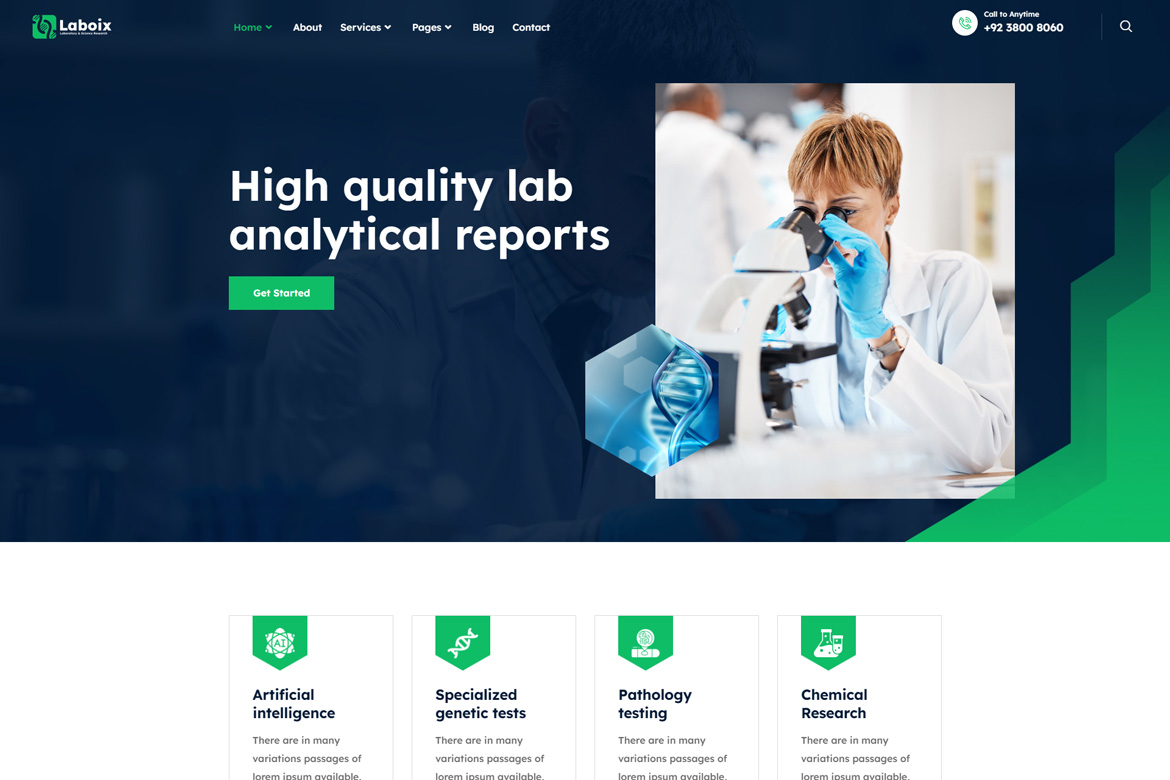 Laboix - Laboratory & Research Elementor Template Kit by htwebvn | ThemeForest