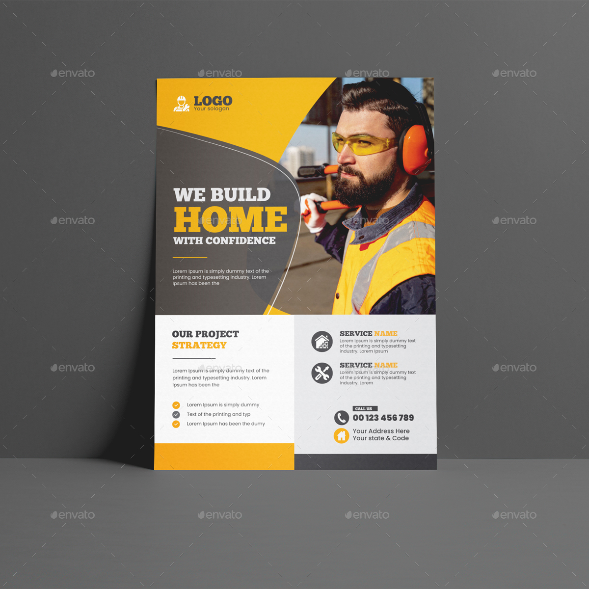Construction Flyer Template, Print Templates | GraphicRiver