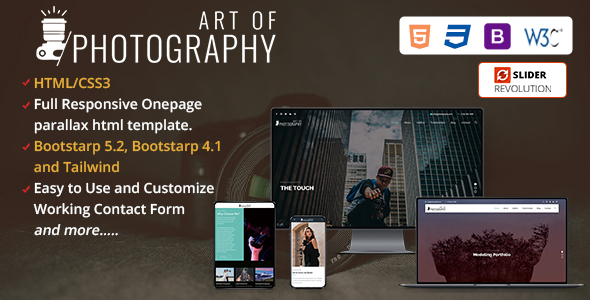 Responsive One Page Photography Template by multipurposethemes ...