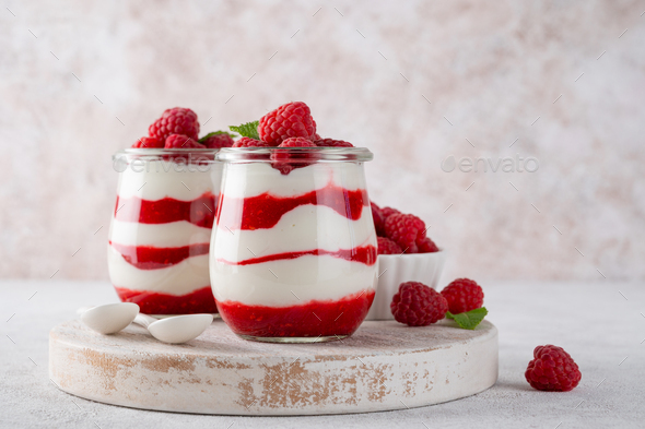 Vanilla white chocolate mousse, trifle, panna cotta or parfait with ...