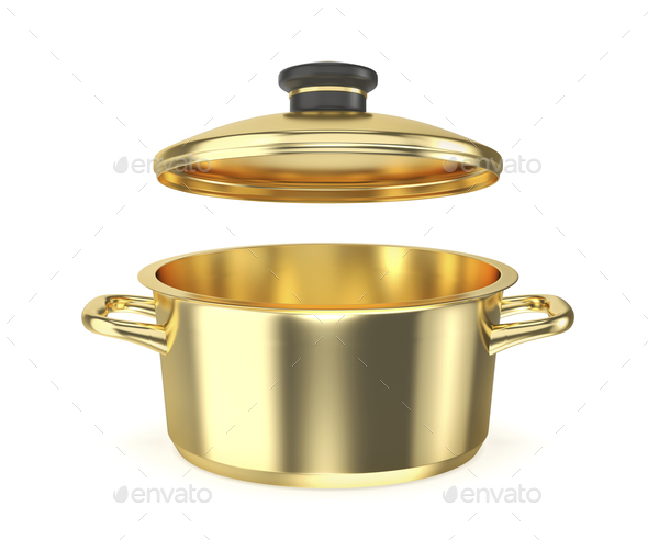 Empty golden cooking pot Stock Photo by magraphics | PhotoDune