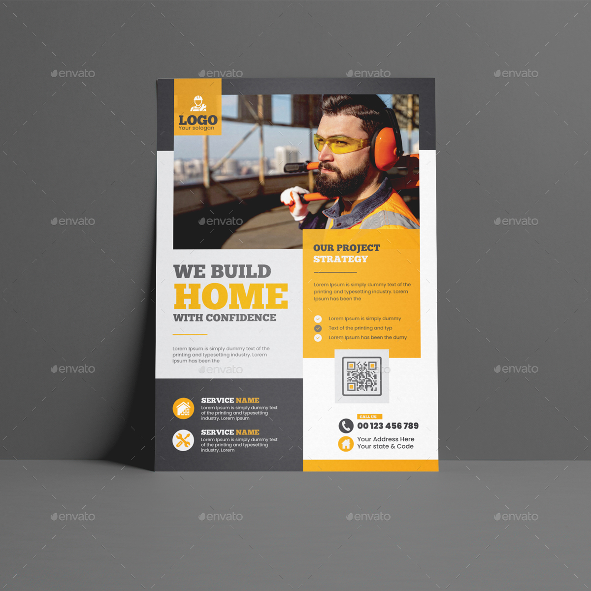 Construction Flyer Template, Print Templates | GraphicRiver