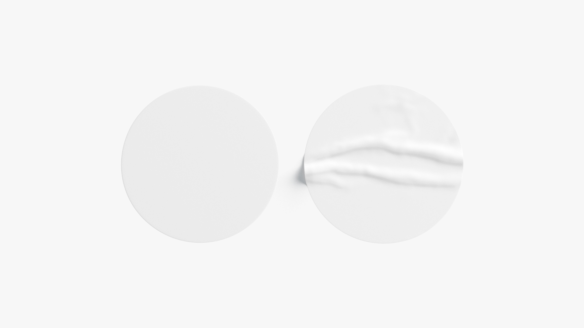 Two White Round Stickers - sleek and wrinkly sticky tag by rebrandy