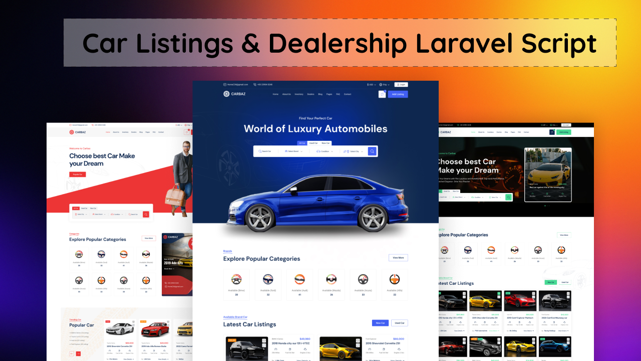 Carbaz - Car listing & Car Rental Directory Laravel Script by QuomodoTheme