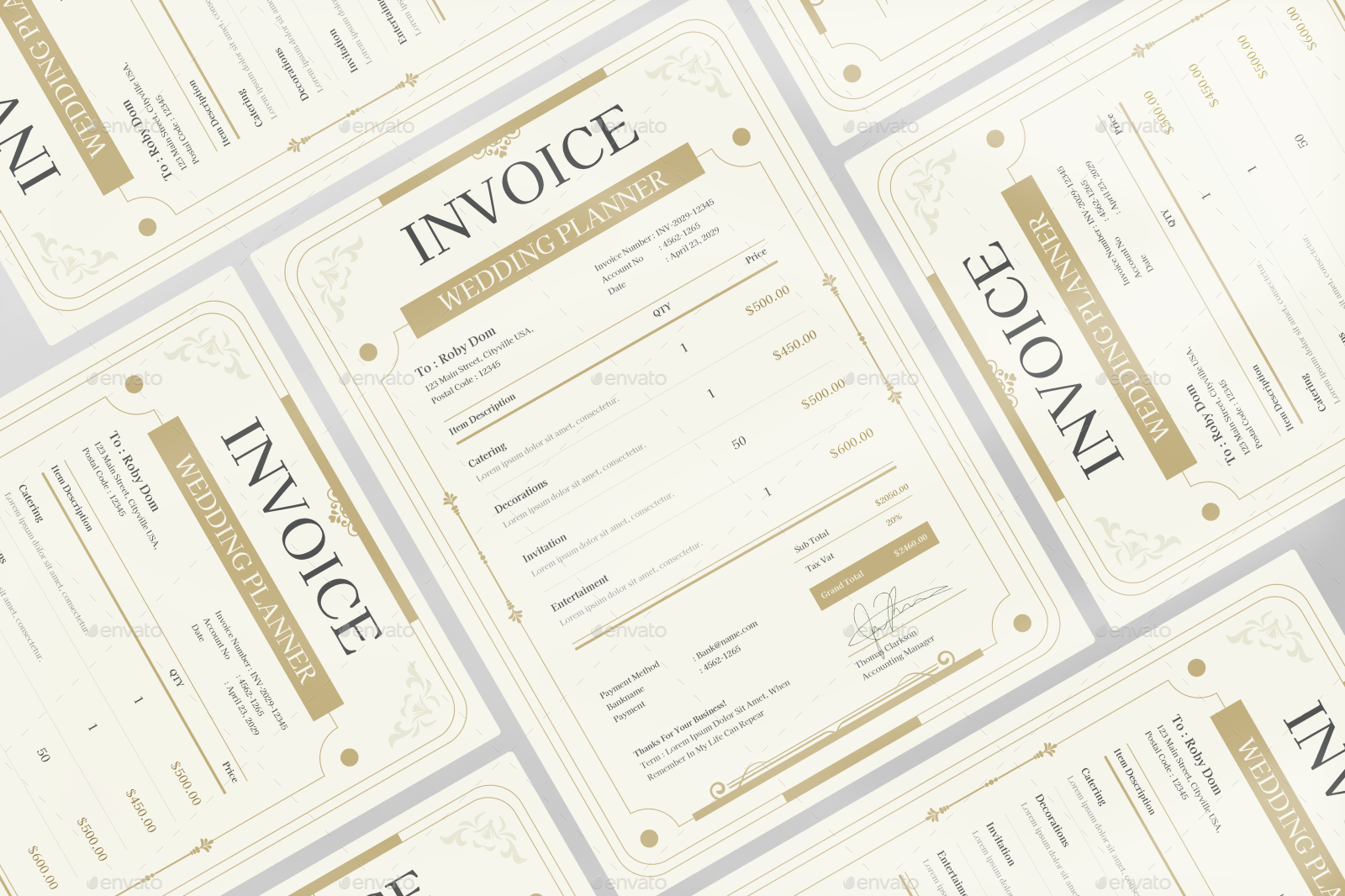 Luxury Wedding Planner Invoice, Print Templates | GraphicRiver