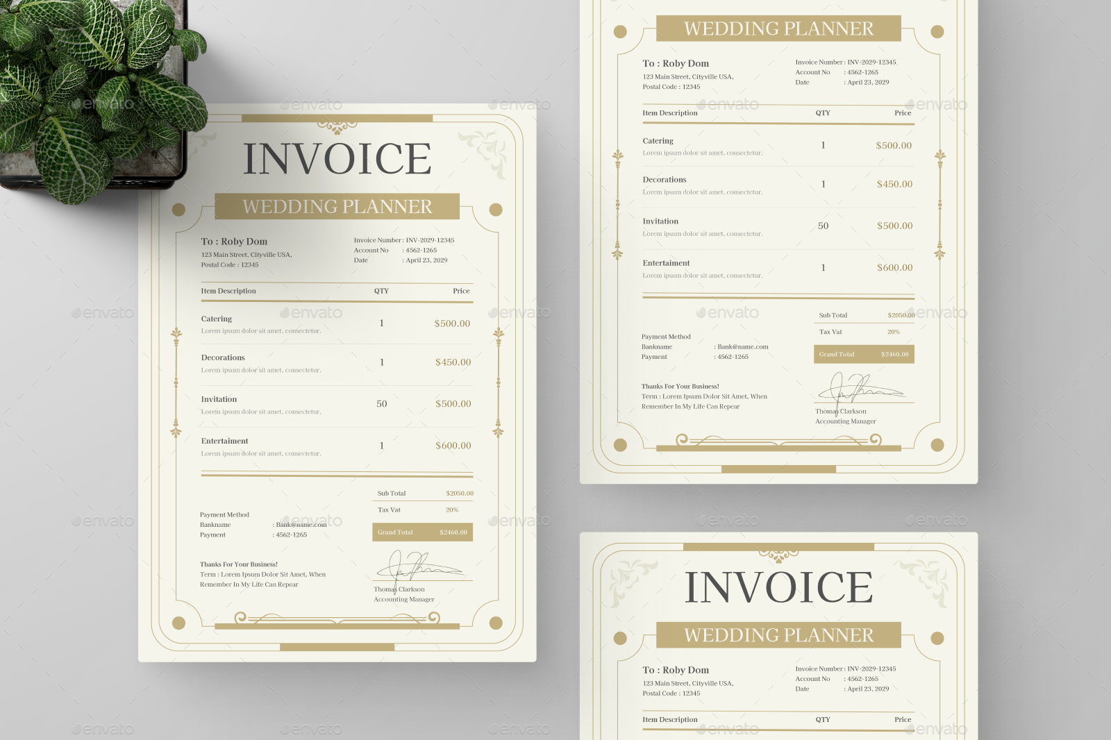 Luxury Wedding Planner Invoice, Print Templates | GraphicRiver