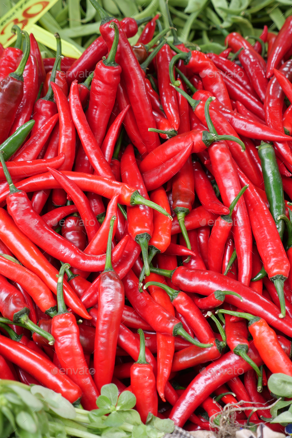 red chili pepper display for sale in singapore retail market Stock ...