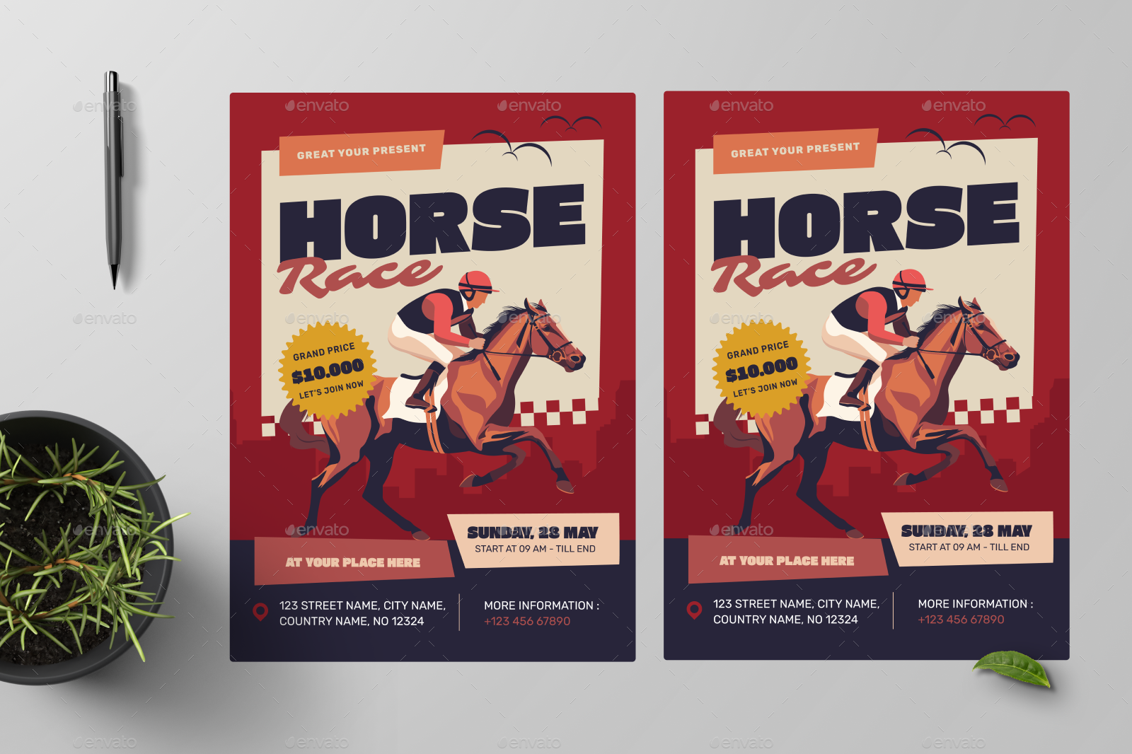 Horse Race Competition Flyer, Print Templates | GraphicRiver