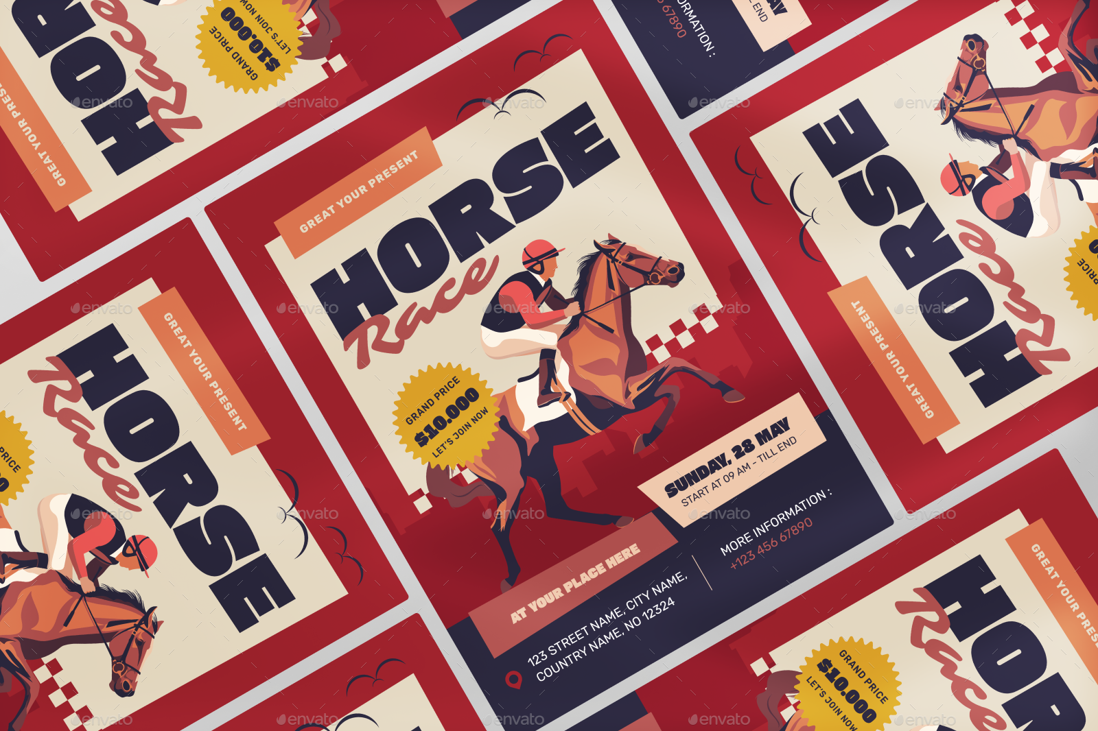 Horse Race Competition Flyer, Print Templates | GraphicRiver