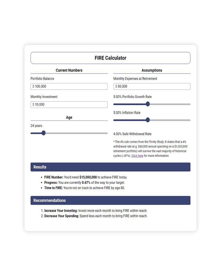 Retirement FIRE Calculator - Web Calculator for your Website by OceanITPark