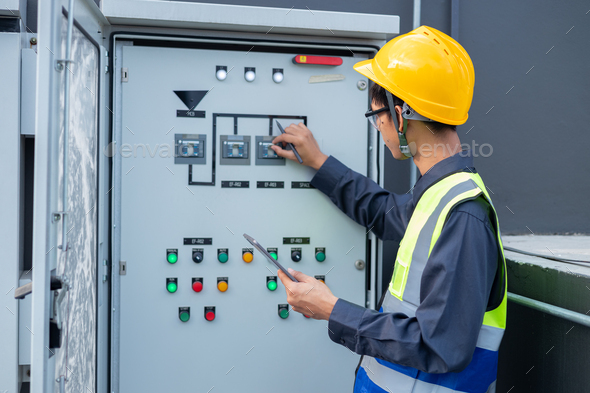 Engineer checks MDB, AMCC, AHU cabinet status, link to control room ...