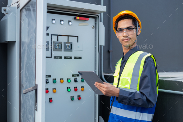 Engineer checks MDB, AMCC, AHU cabinet status, link to control room ...