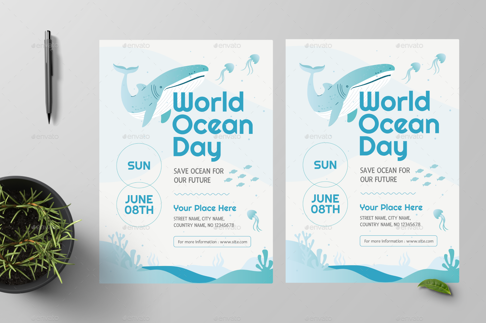 Whale World Ocean Day Flyer, Print Templates | GraphicRiver
