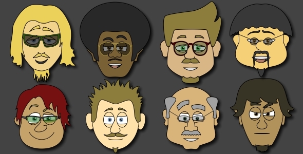 Cartoon Character Creator / Animator (Male Heads) by Fizzrock | VideoHive