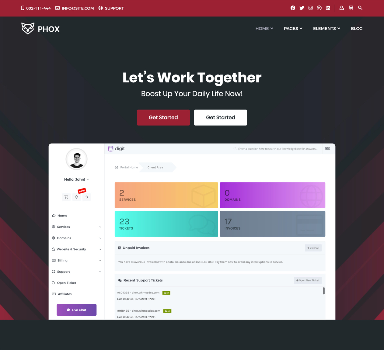 Phox - Hosting WordPress & WHMCS Theme by WHMCSdes | ThemeForest