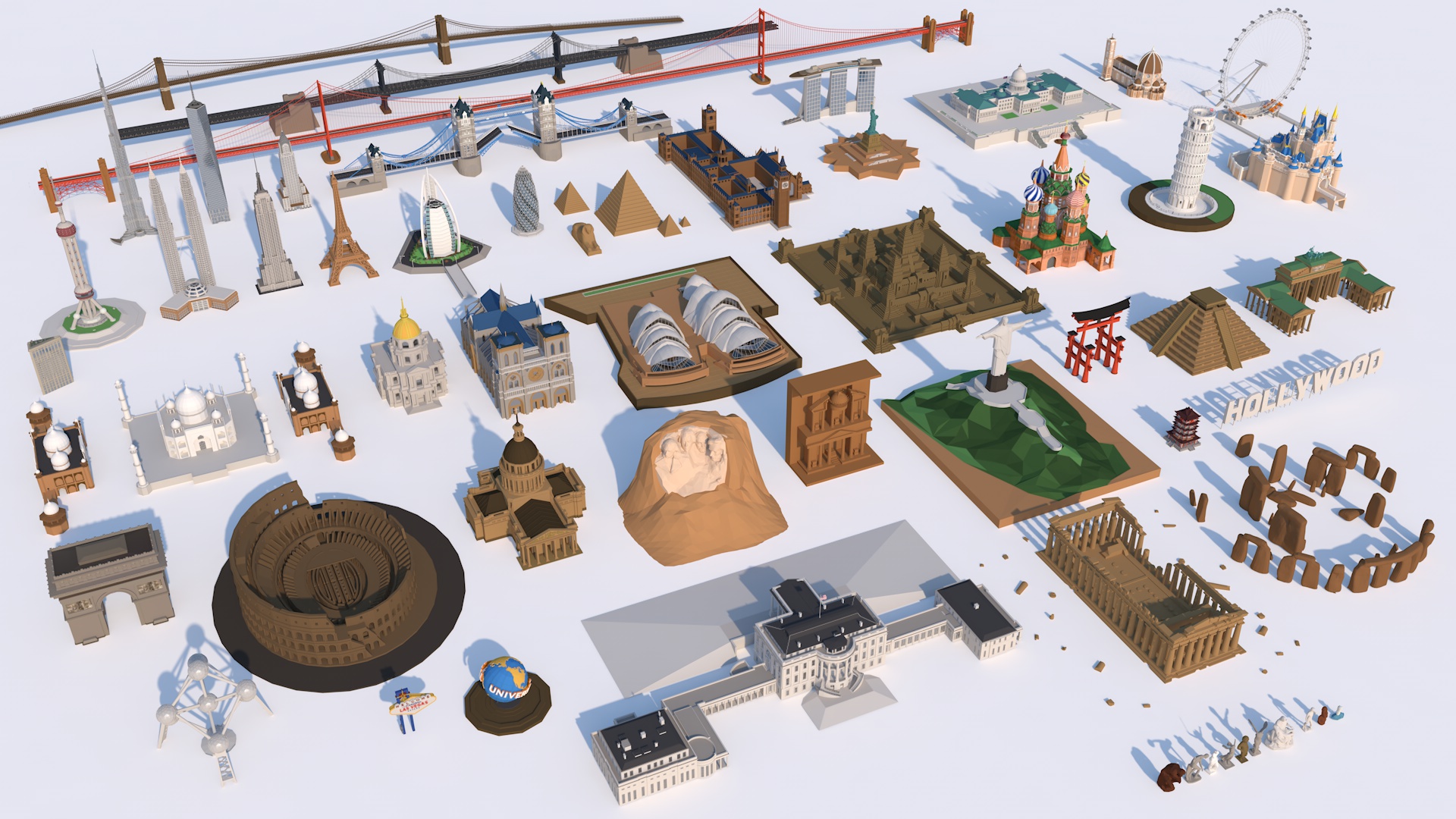 Poly World Landmarks Monument Mega Pack Collection by multimedia4d