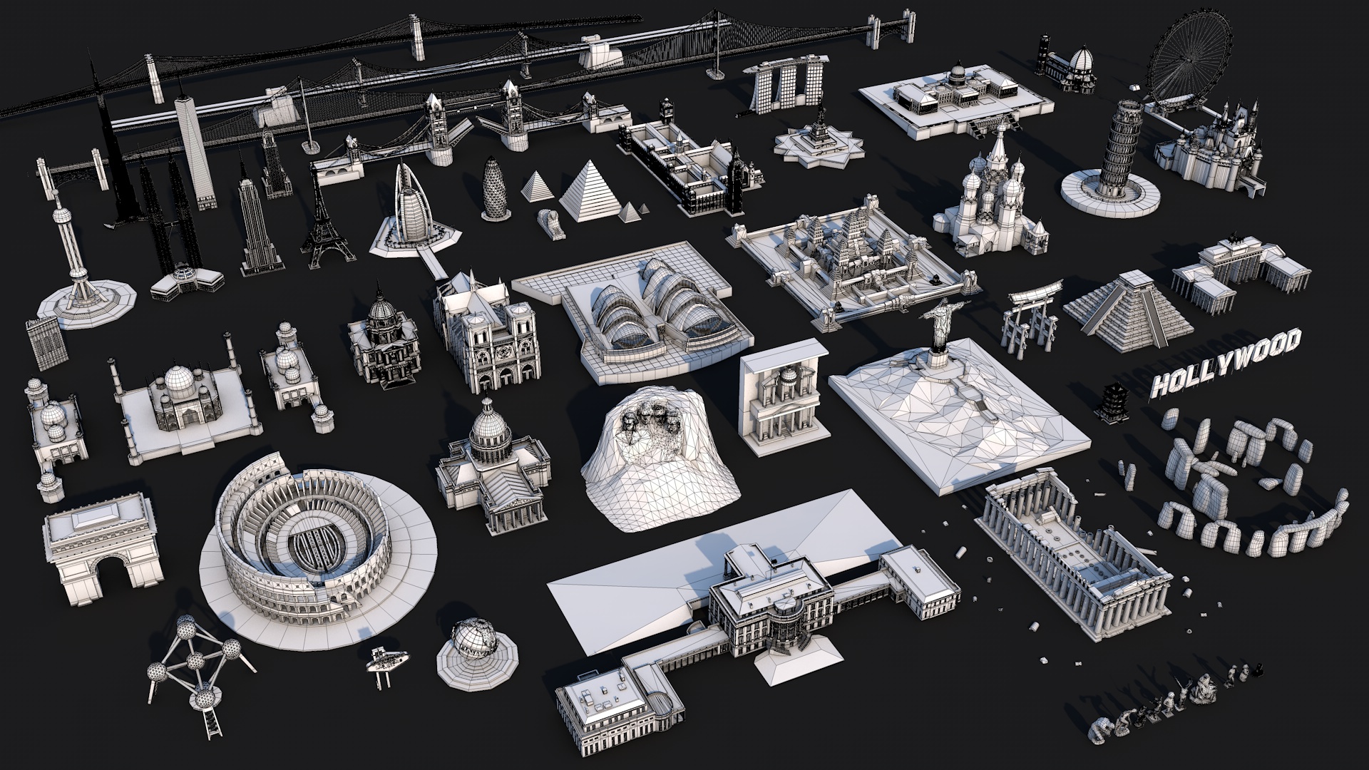 Poly World Landmarks Monument Mega Pack Collection by multimedia4d
